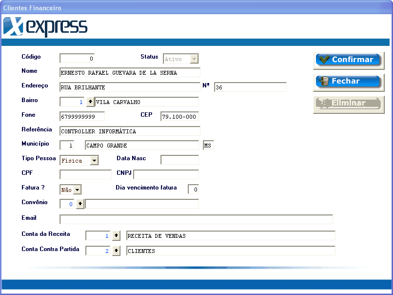 Manual > Cadastros > Contas a Receber > Clientes